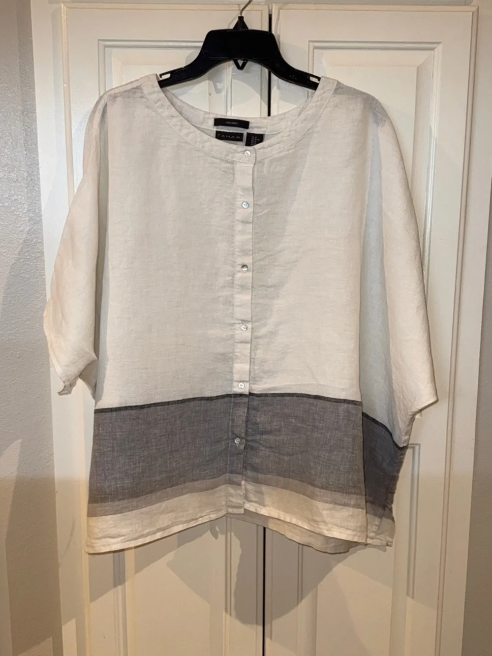 Tahari | Tops | Tahari 0 Linen Shirt Oversized Xl | Poshmark
